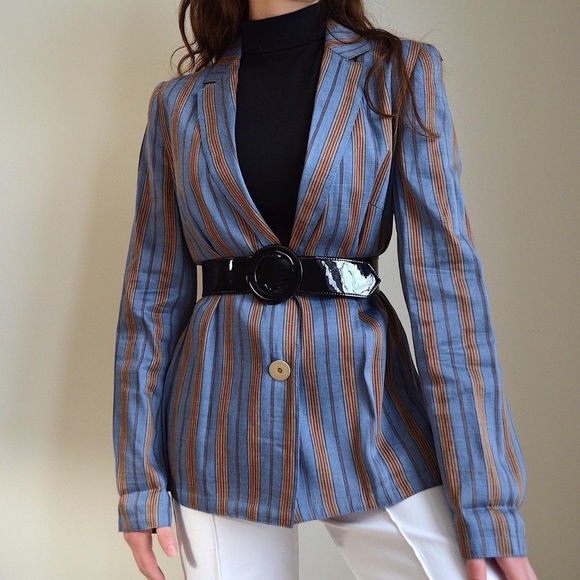 Krizia Poi | Jackets & Coats | Vintage Striped Blue And Multicolor ...